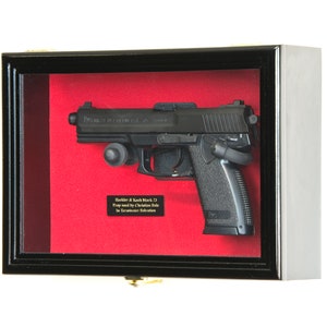 Single Pistol Display Case Wall Mount Solid Hardwood Cabinet Handgun ...