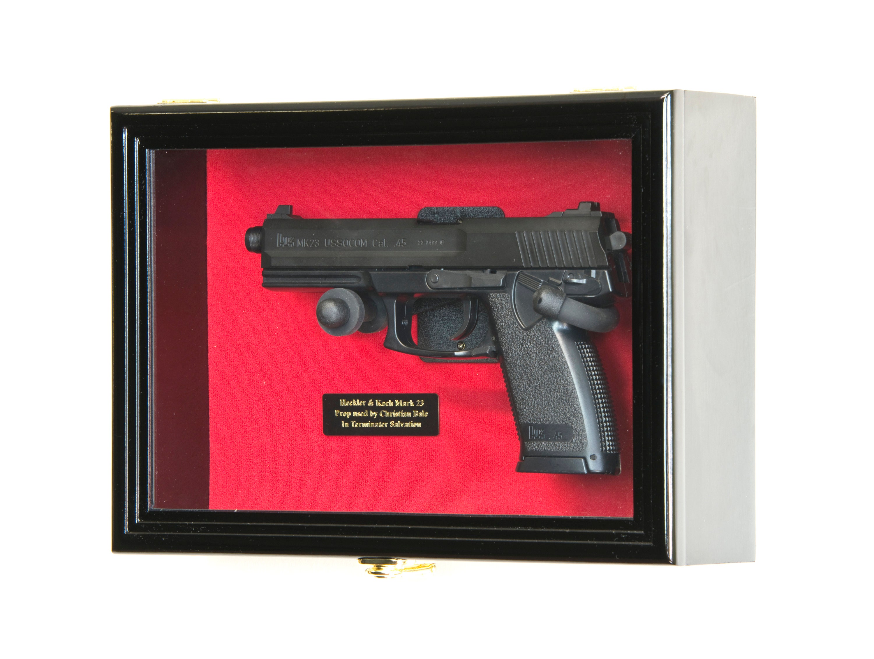 Single Pistol Display Case Wall Mount Solid Hardwood Cabinet Handgun ...