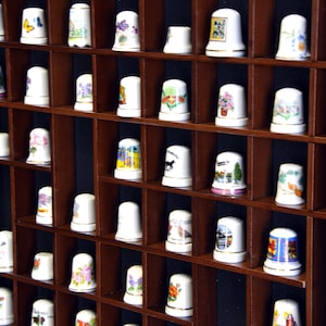 59 Opening Thimble / Small Miniature Display Case Cabinet Holder Wall ...