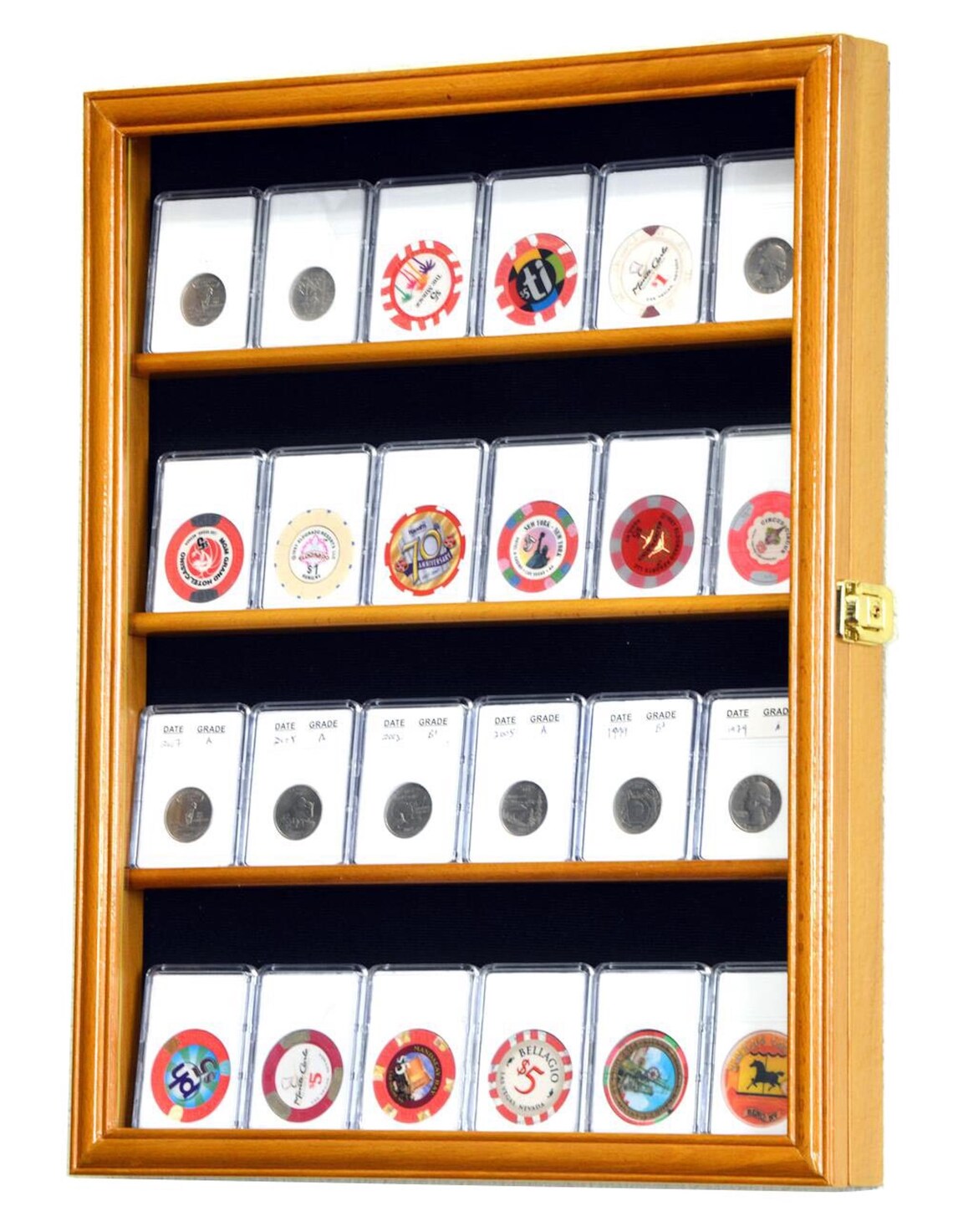 24 Collector NGC PCGS ICG Coin Slab Display Case Wall Cabinet Holder ...