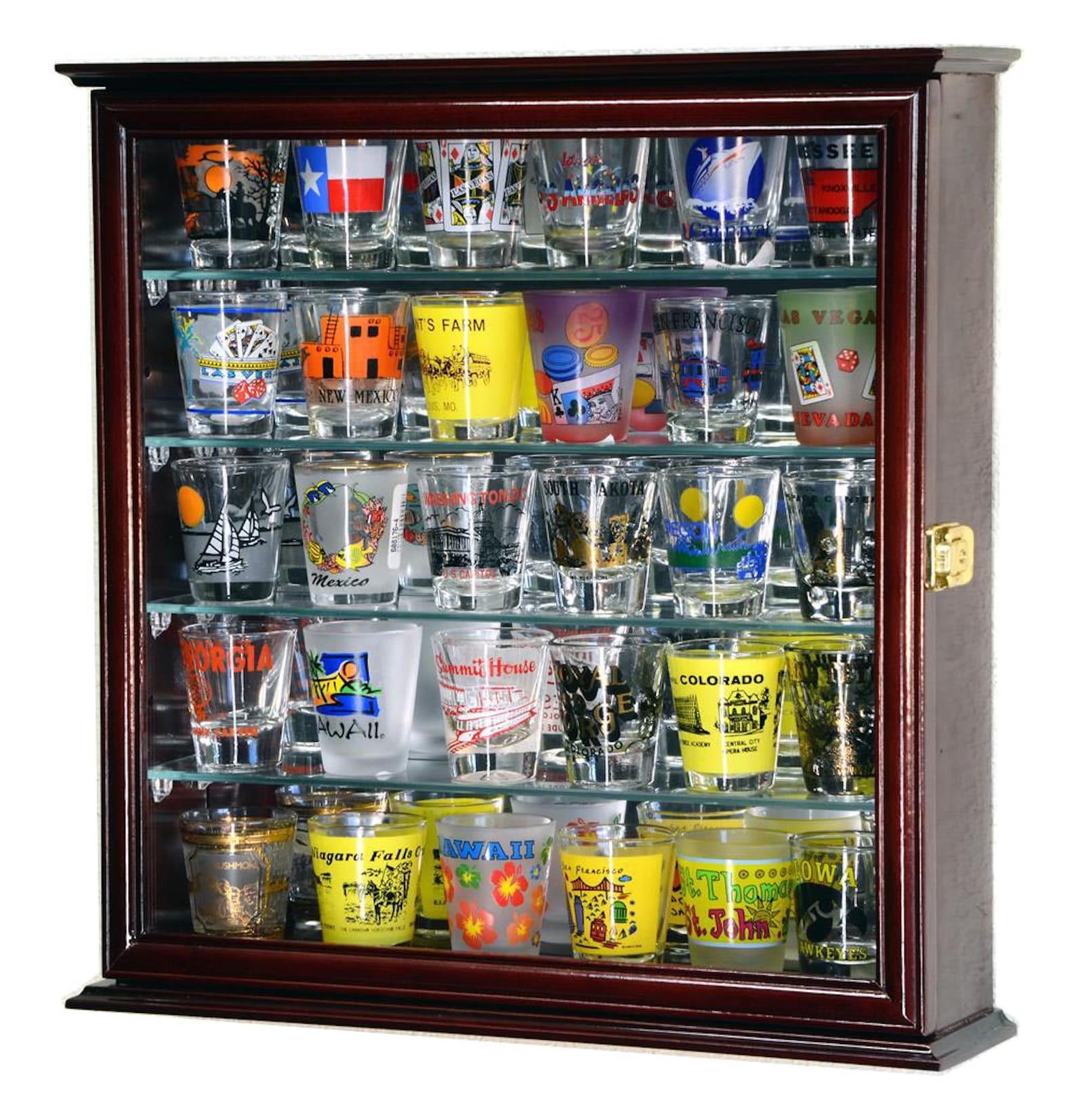 Mirror Backed and 4 Glass Shelves Shot Glass Shotglass Shooter Bottle ...