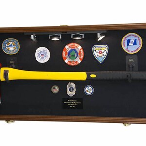 Firefighter Fireman Axe Display Case Cabinet Fire Department Medals ...