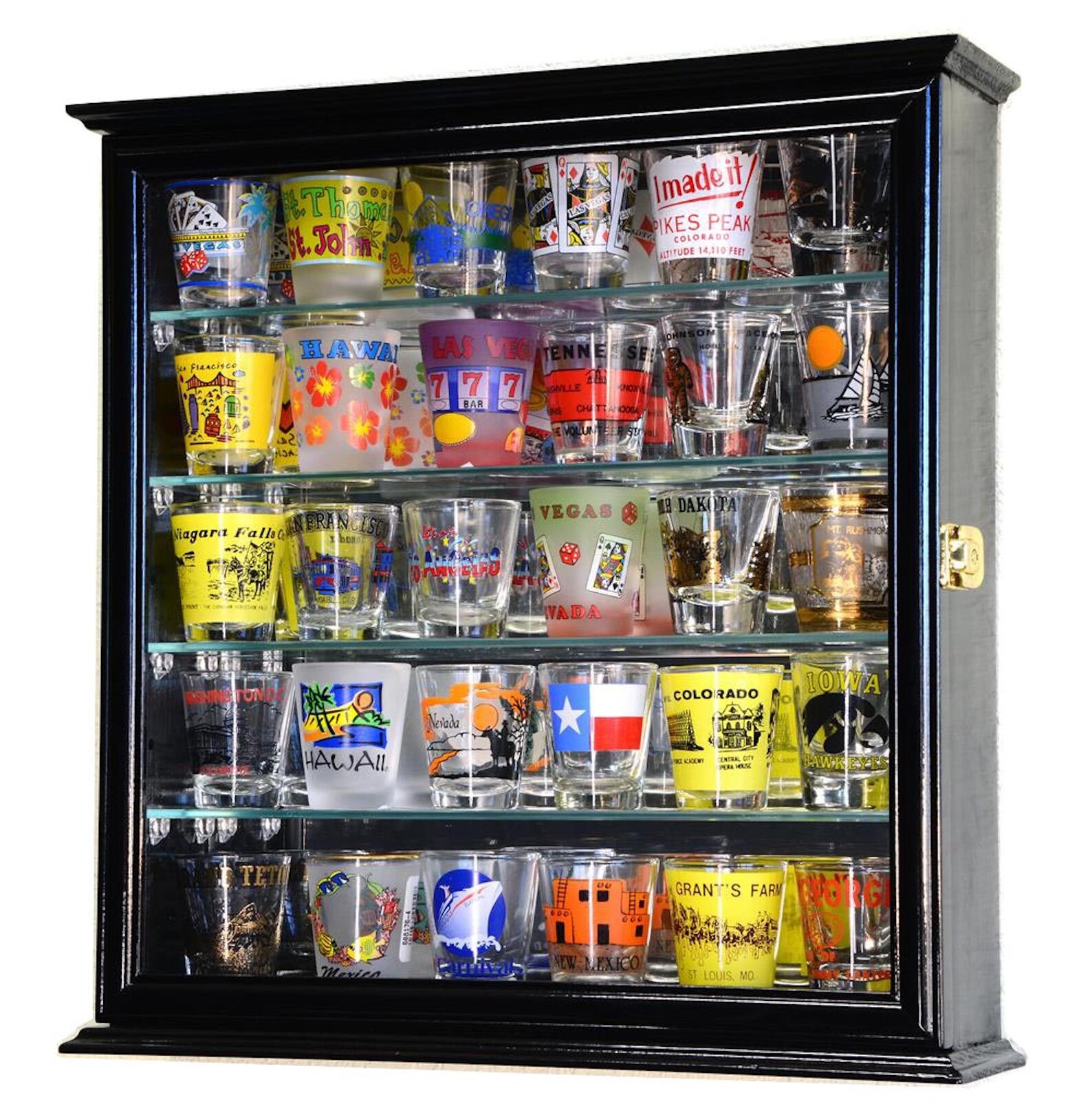 Mirror Backed and 4 Glass Shelves Shot Glass Shotglass Shooter Bottle ...