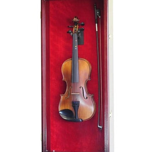 Violin Display Case Cabinet Wall Rack Hanger for Instrument and Bow W ...