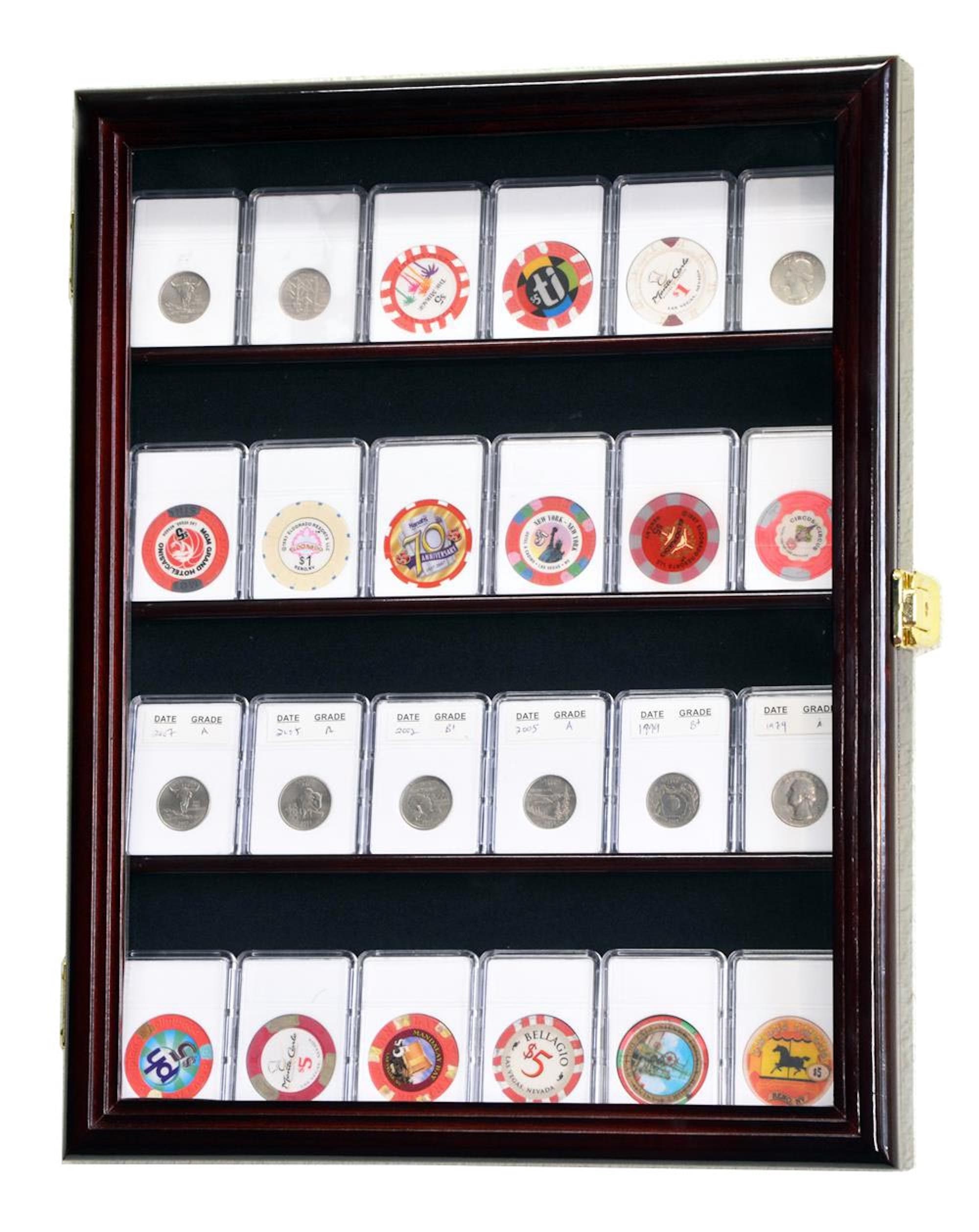 24 Collector NGC PCGS ICG Coin Slab Display Case Wall Cabinet Holder ...
