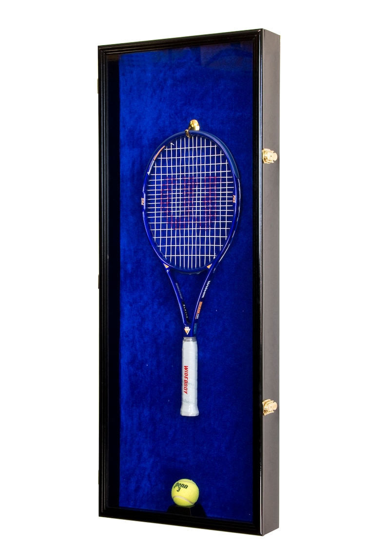 Tennis Racket and Ball Display Case Cabinet Hanger Wall Mount Shadowbox ...