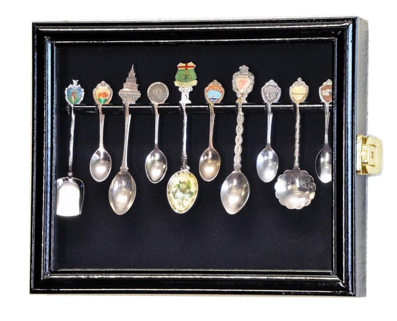 10 Spoon Display Case Wall Rack Cabinet Holder Box 98% UV - Lockable - Etsy