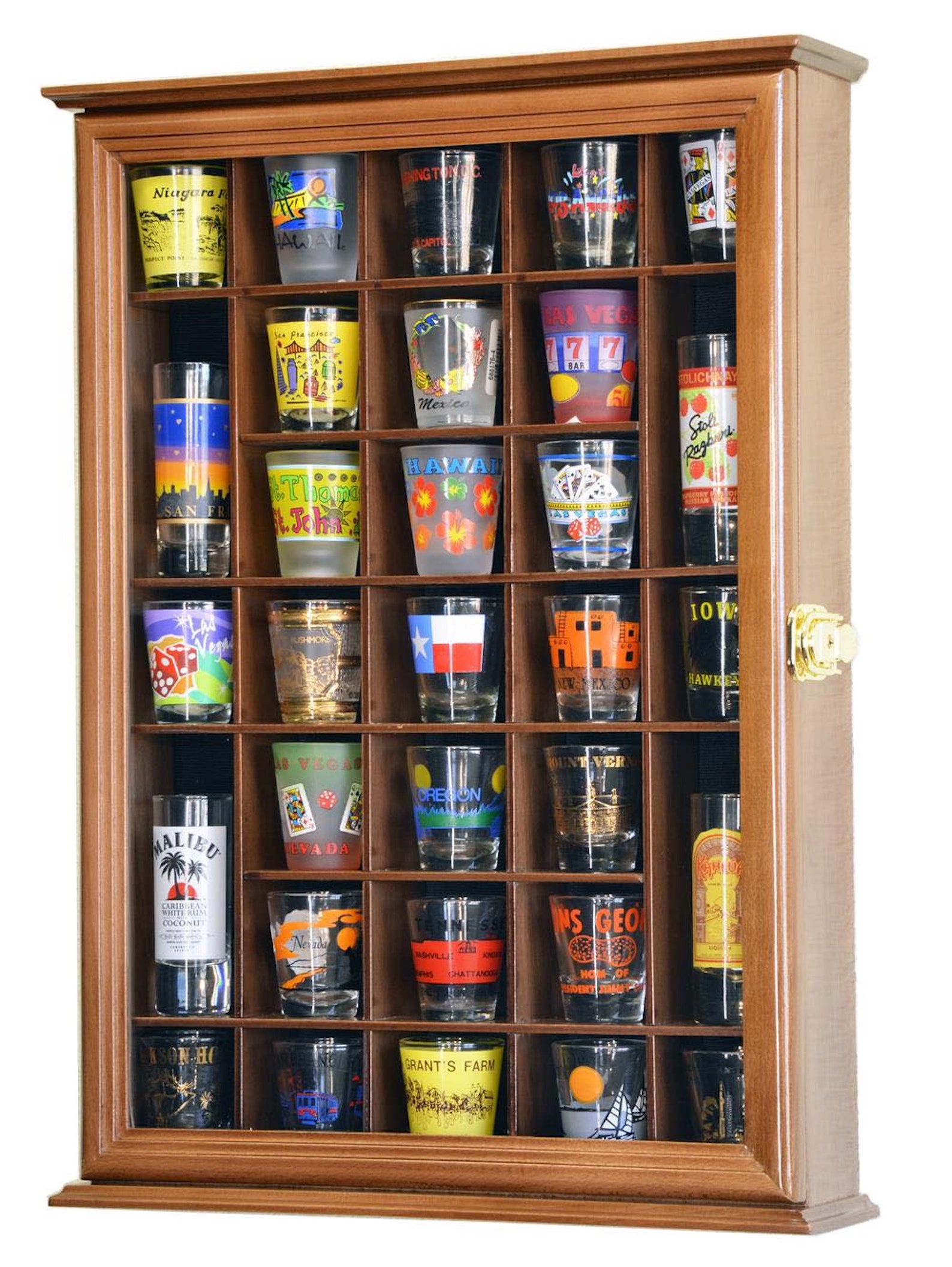 31 Shot Glass Shotglass Shooter Display Case Holder Cabinet Wall Rack ...