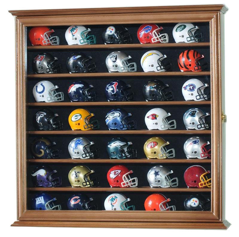 Pocket Pro Mini Helmet Display Case Cabinet Football Helmets Shelf W ...