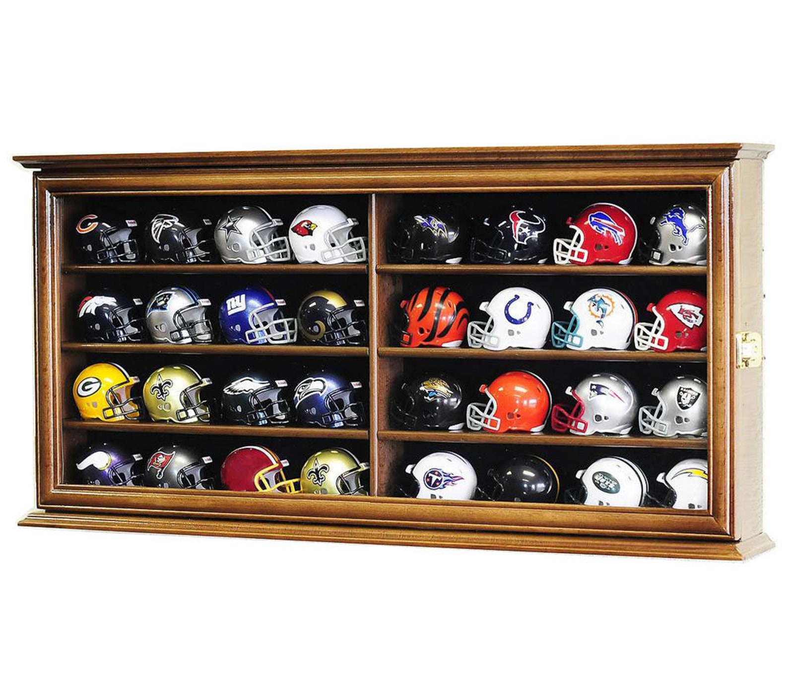 32 Pocket Pro Mini Helmet Football Display Case Cabinet Shelf NFL W/ 98 ...