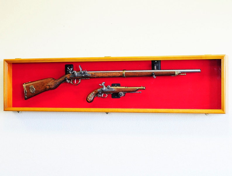 Frames & Displays Lockable 54 Long Rifle Musket Gun Display Case Wall ...
