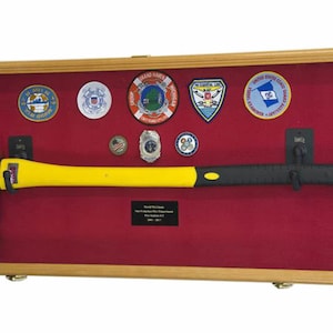 Firefighter Fireman Axe Display Case Cabinet Fire Department Medals ...