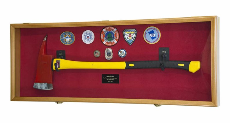 Firefighter Fireman Axe Display Case Cabinet Fire Department Medals ...