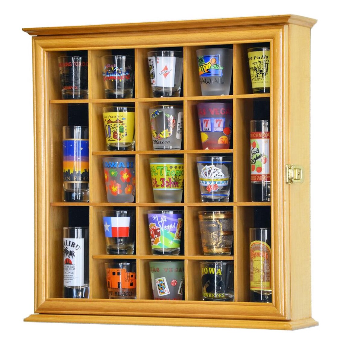 21 Shot Glass Shotglass Shooter Display Case Holder Cabinet Wall Rack ...