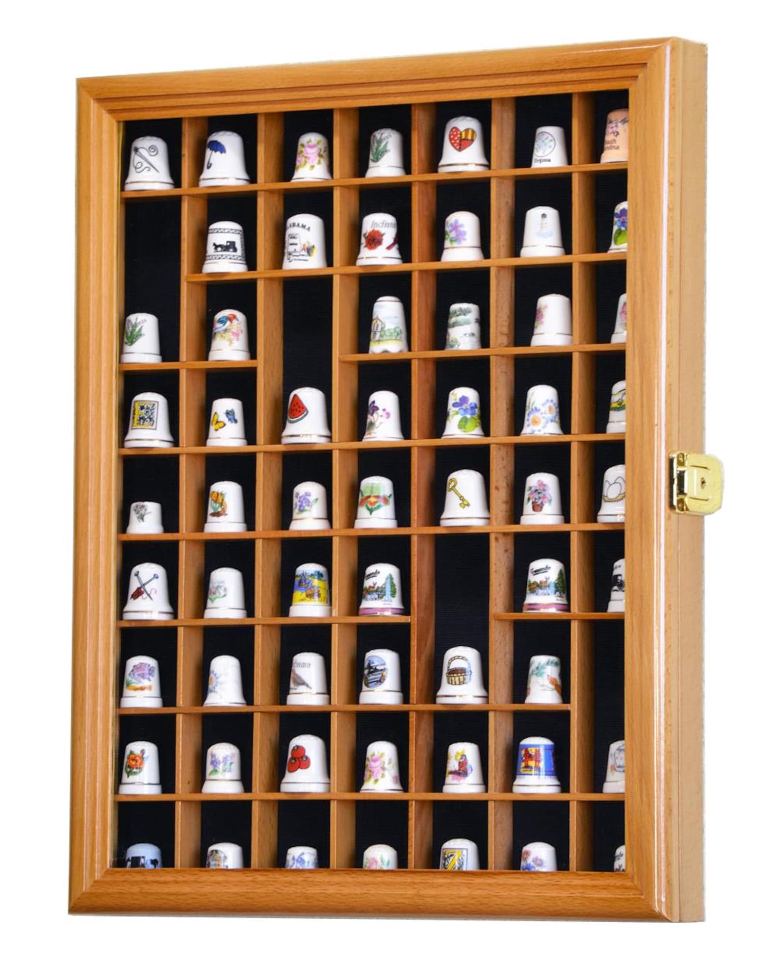 59 Opening Thimble / Small Miniature Display Case Cabinet Holder Wall ...