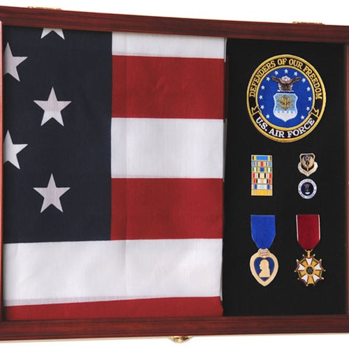 Flag and Medals Display Case Cabinet Pin Military Ribbons - Etsy