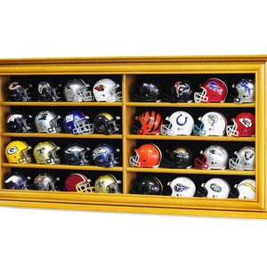 32 Pocket Pro Mini Helmet Football Display Case Cabinet Shelf NFL W/ 98 ...