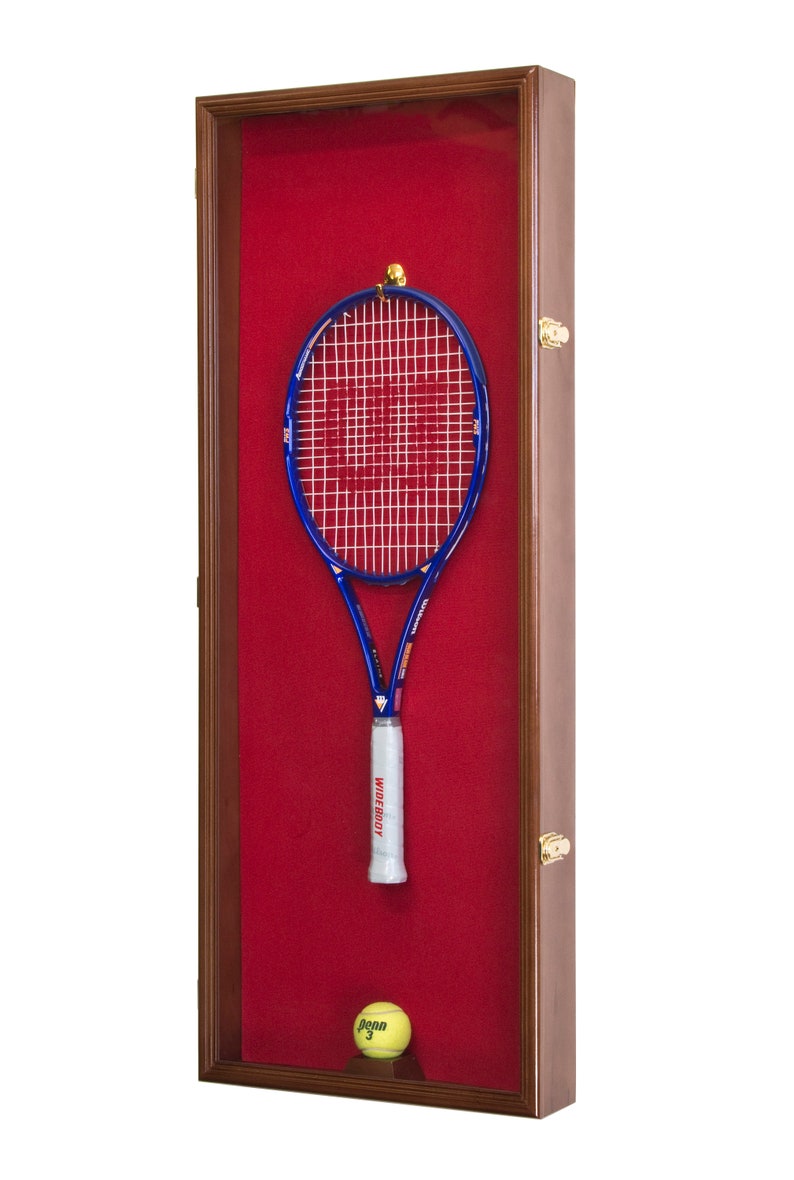 Tennis Racket and Ball Display Case Cabinet Hanger Wall Mount Shadowbox ...
