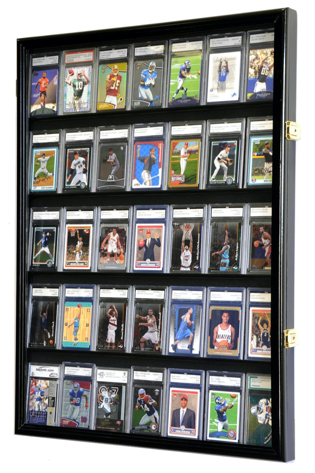 35 Graded Sport Cards / Collectible Trading Card Display Case Wall ...