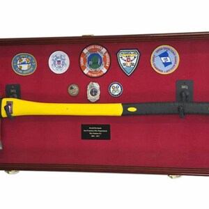 Firefighter Fireman Axe Display Case Cabinet Fire Department Medals ...