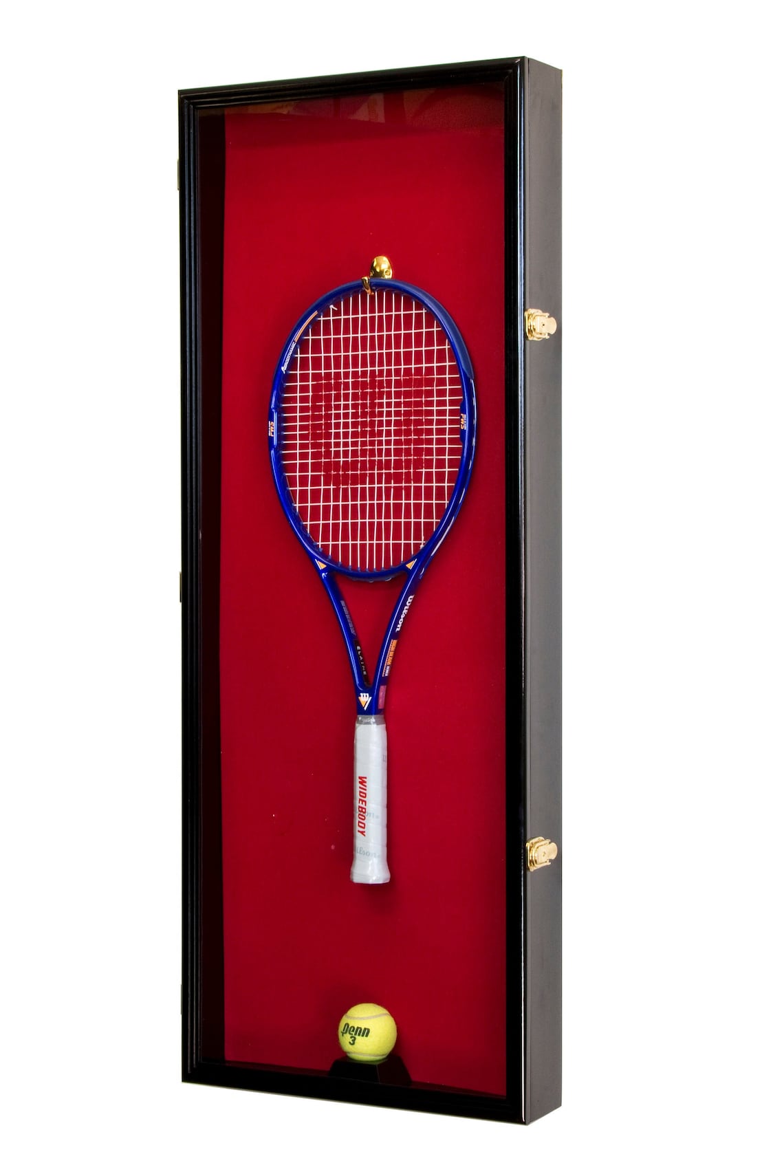 Tennis Racket and Ball Display Case Cabinet Hanger Wall Mount Shadowbox ...