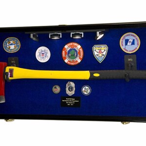 Firefighter Fireman Axe Display Case Cabinet Fire Department Medals ...