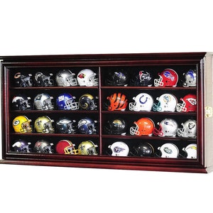 32 Pocket Pro Mini Helmet Football Display Case Cabinet Shelf NFL W/ 98 ...