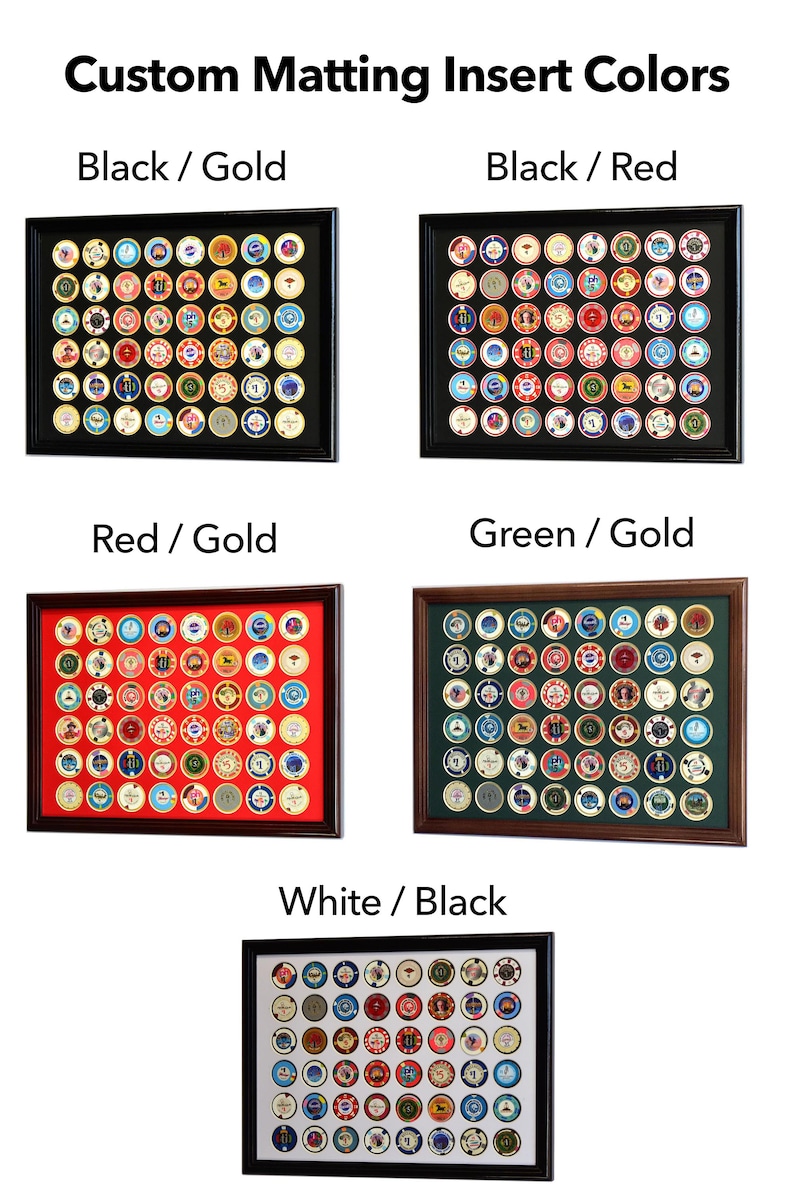 48 Casino Poker Chip Coin Coins Frame Display Case Holder With | Etsy