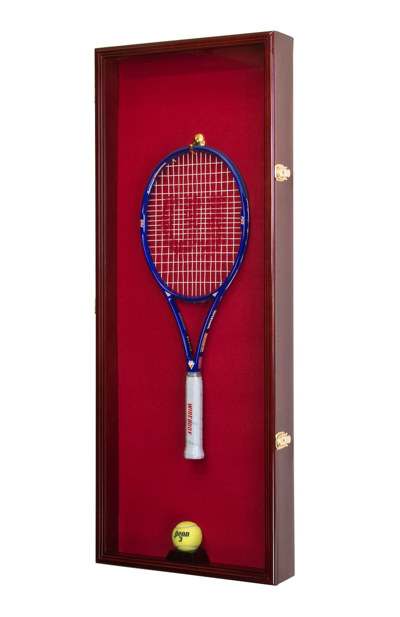 Tennis Racket and Ball Display Case Cabinet Hanger Wall Mount Shadowbox ...
