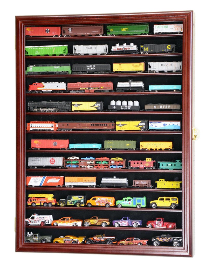 12 Shelves N Scale Train Model Trains Display Case Cabinet Wall Shelf ...