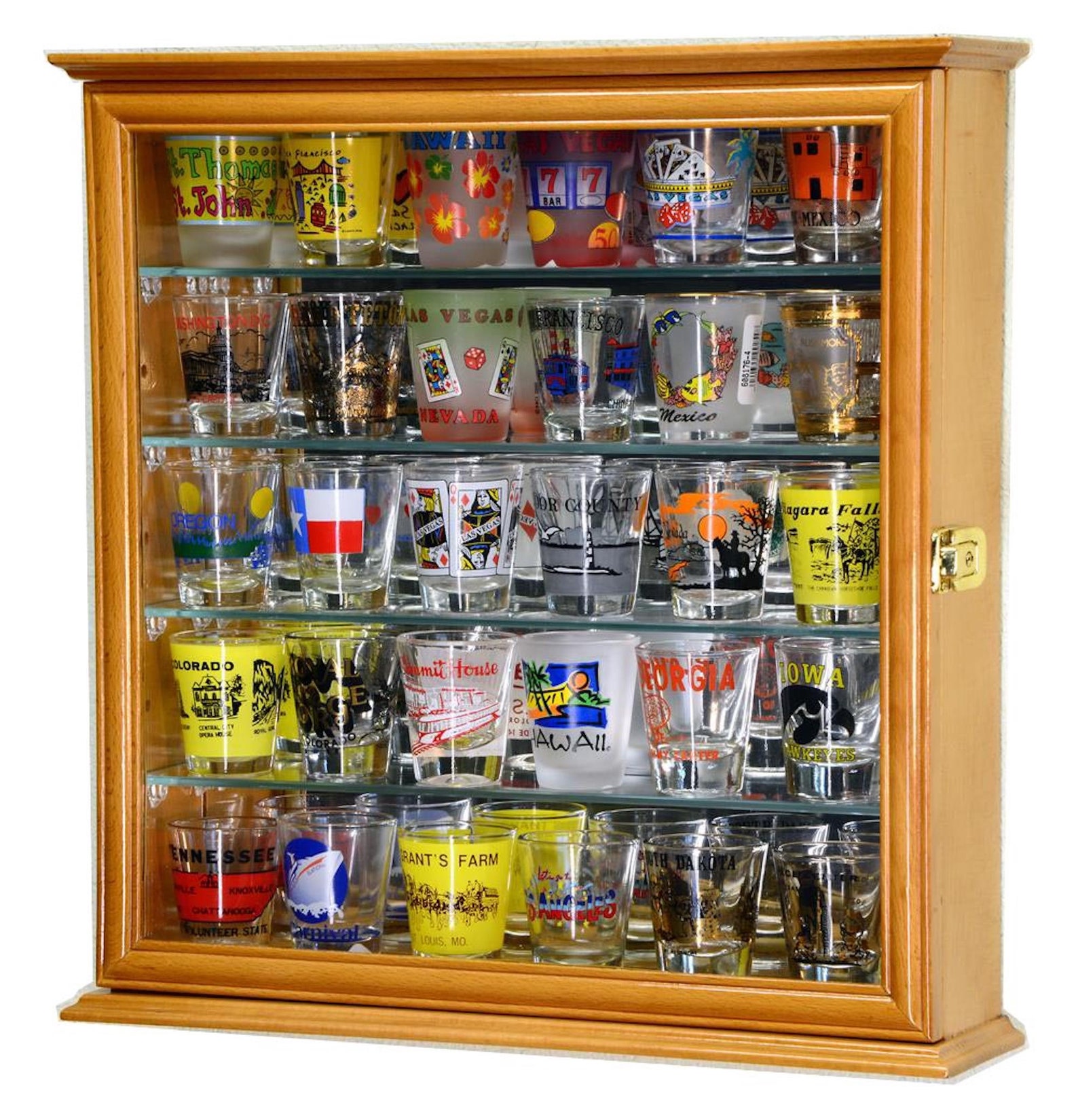 Mirror Backed and 4 Glass Shelves Shot Glass Shotglass Shooter Bottle ...