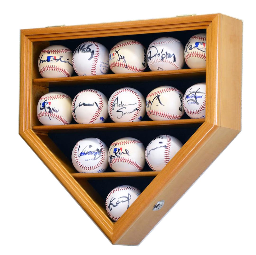 14 Baseball Display Case Cabinet Holder Rack Home Plate Shaped W/98% UV ...