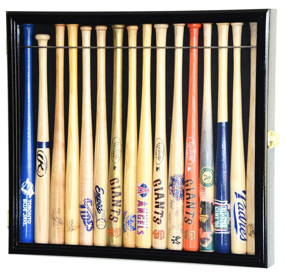 Small Mini 18" Bat Baseball Display Case Cabinet Holder Rack W/98% UV ...