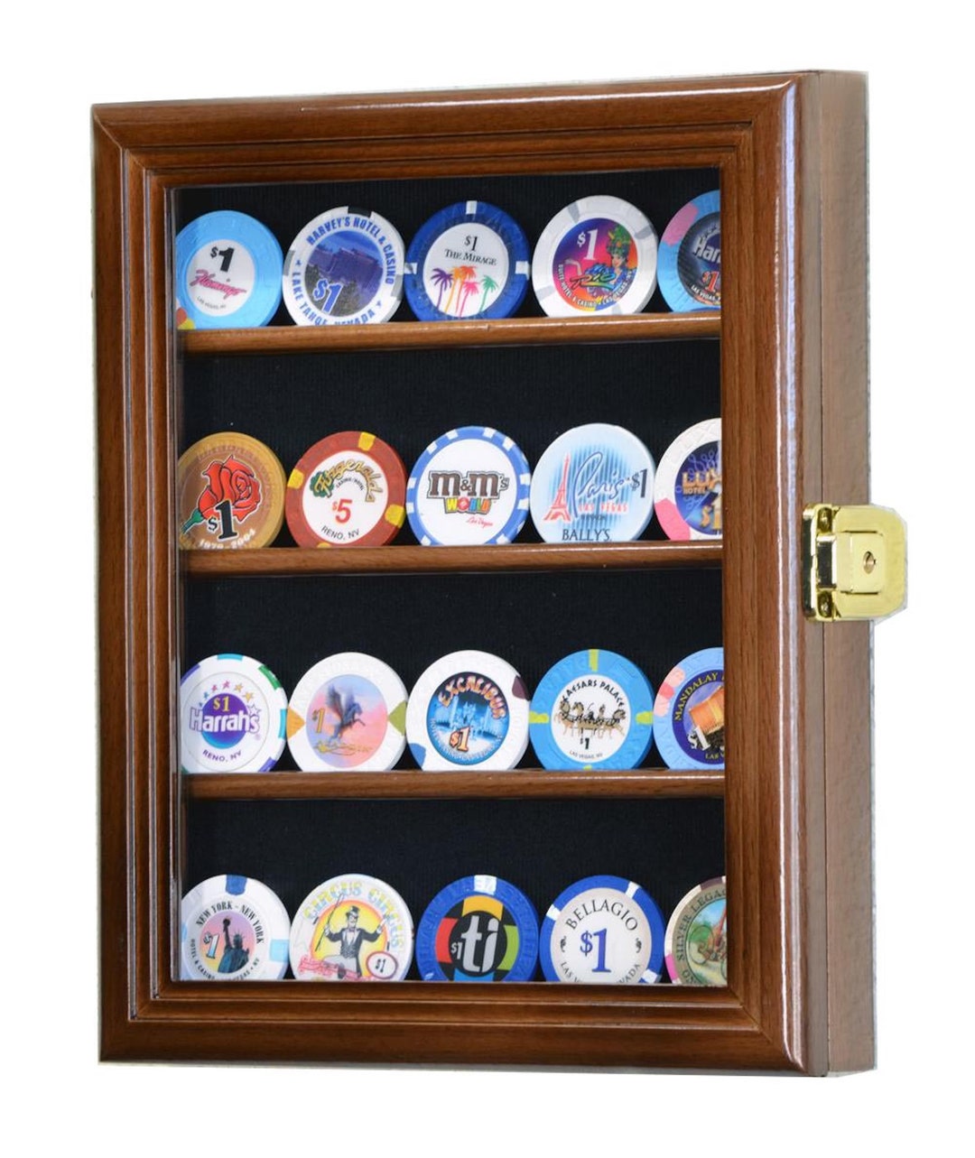 XS Casino Chip / Collector Coin Display Case Wall Cabinet Holder Shelf ...