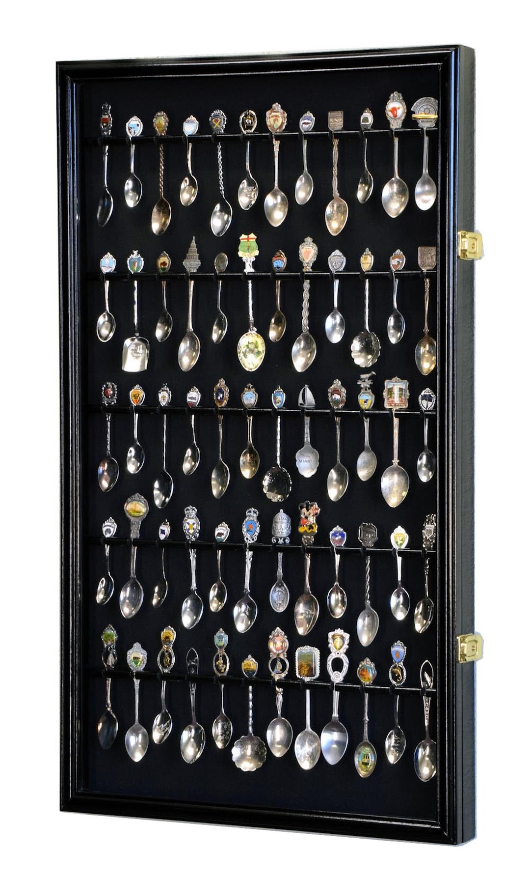 60 Spoon Display Case Wall Rack Cabinet Holder Box 98% UV - Lockable - Etsy