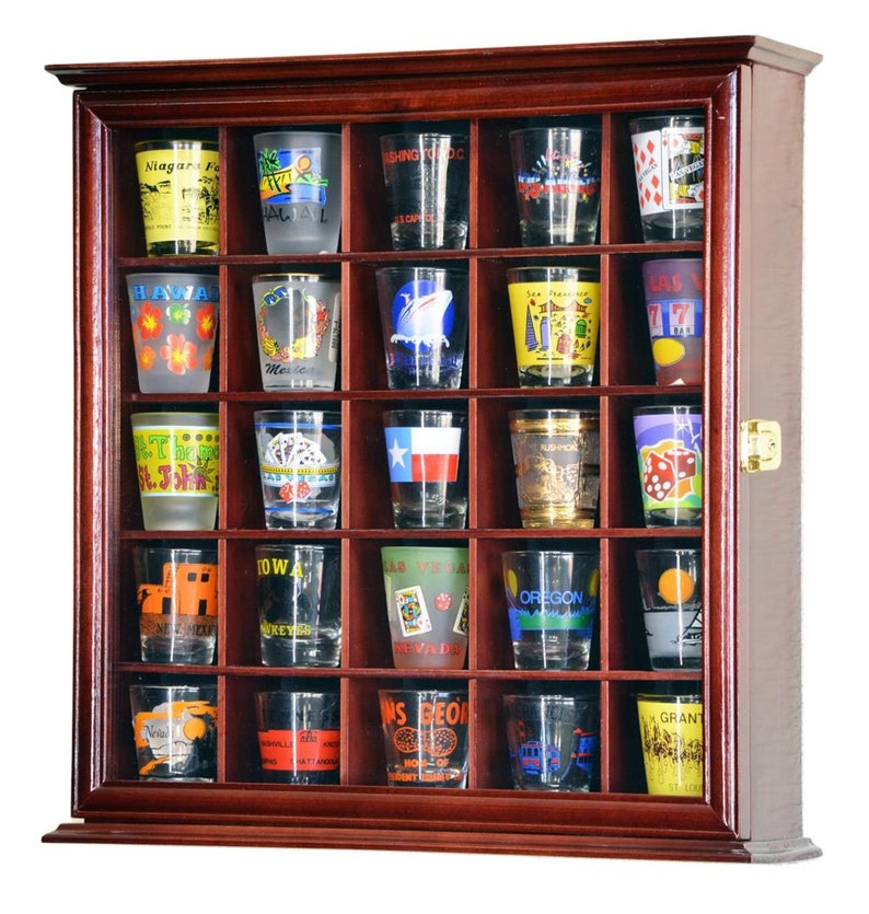 25 Shot Glass Shotglass Shooter Display Case Holder Cabinet - Etsy