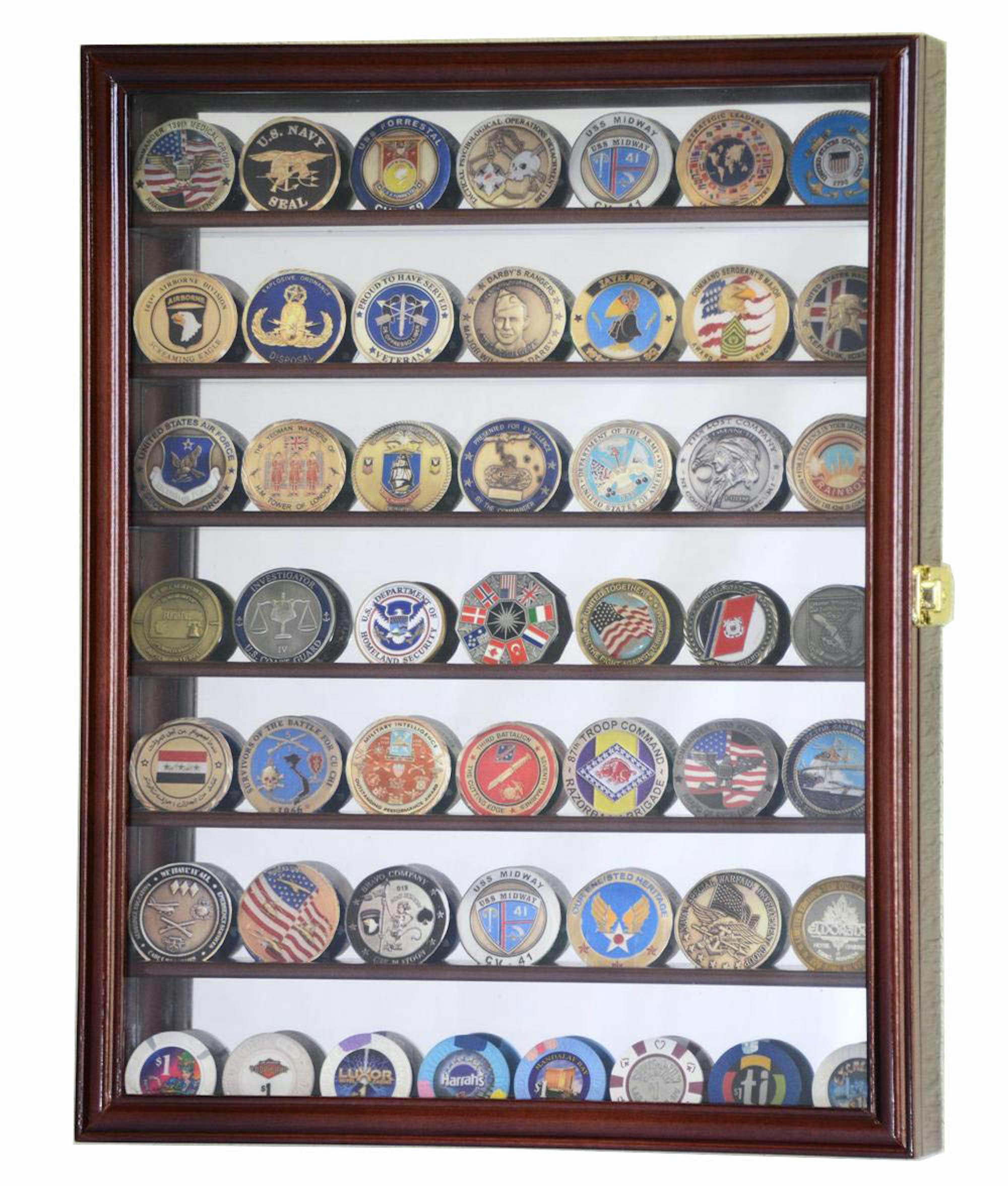 Mirrored Back Military Challenge Coin Display Case Cabinet Holder Wall ...