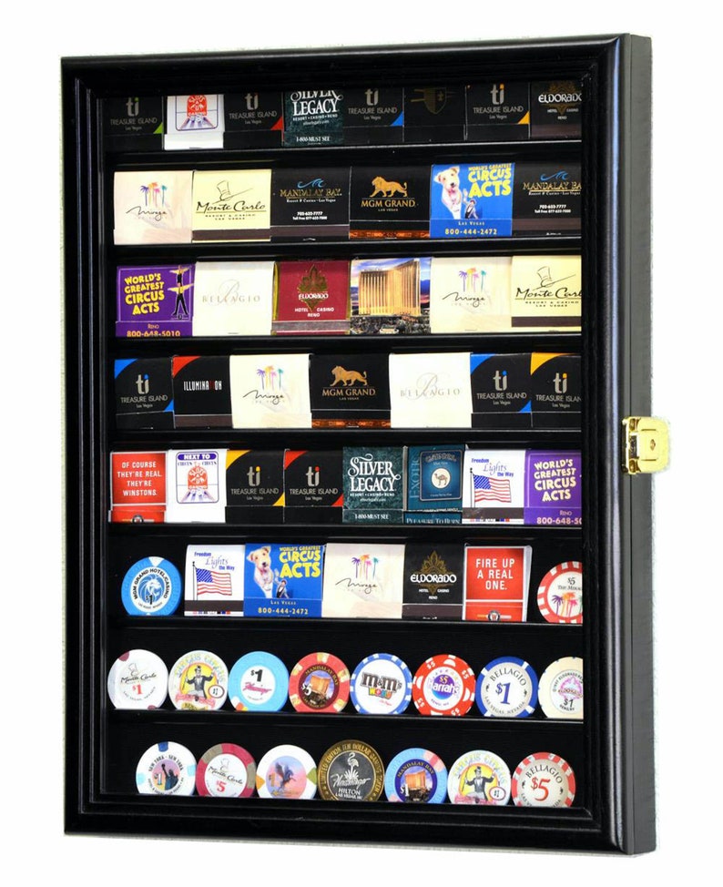 64 Matches Matchbook Display Case Wall Cabinet Holder W/ 98% UV ...