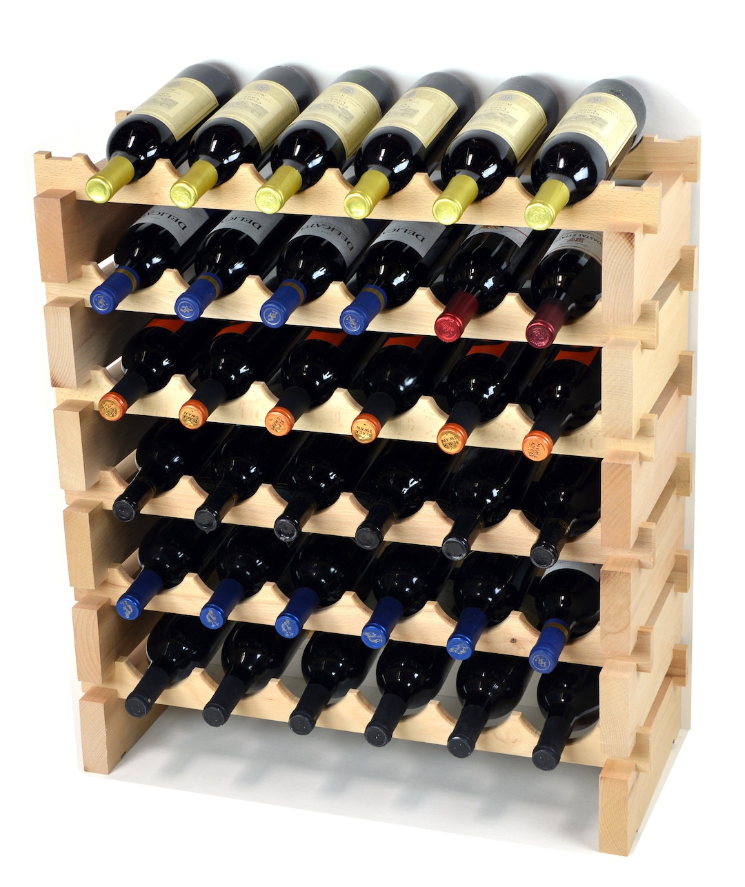6X Beech Modular Wine Rack Beech Wood 24-72 Bottle Capacity Storage 6 ...