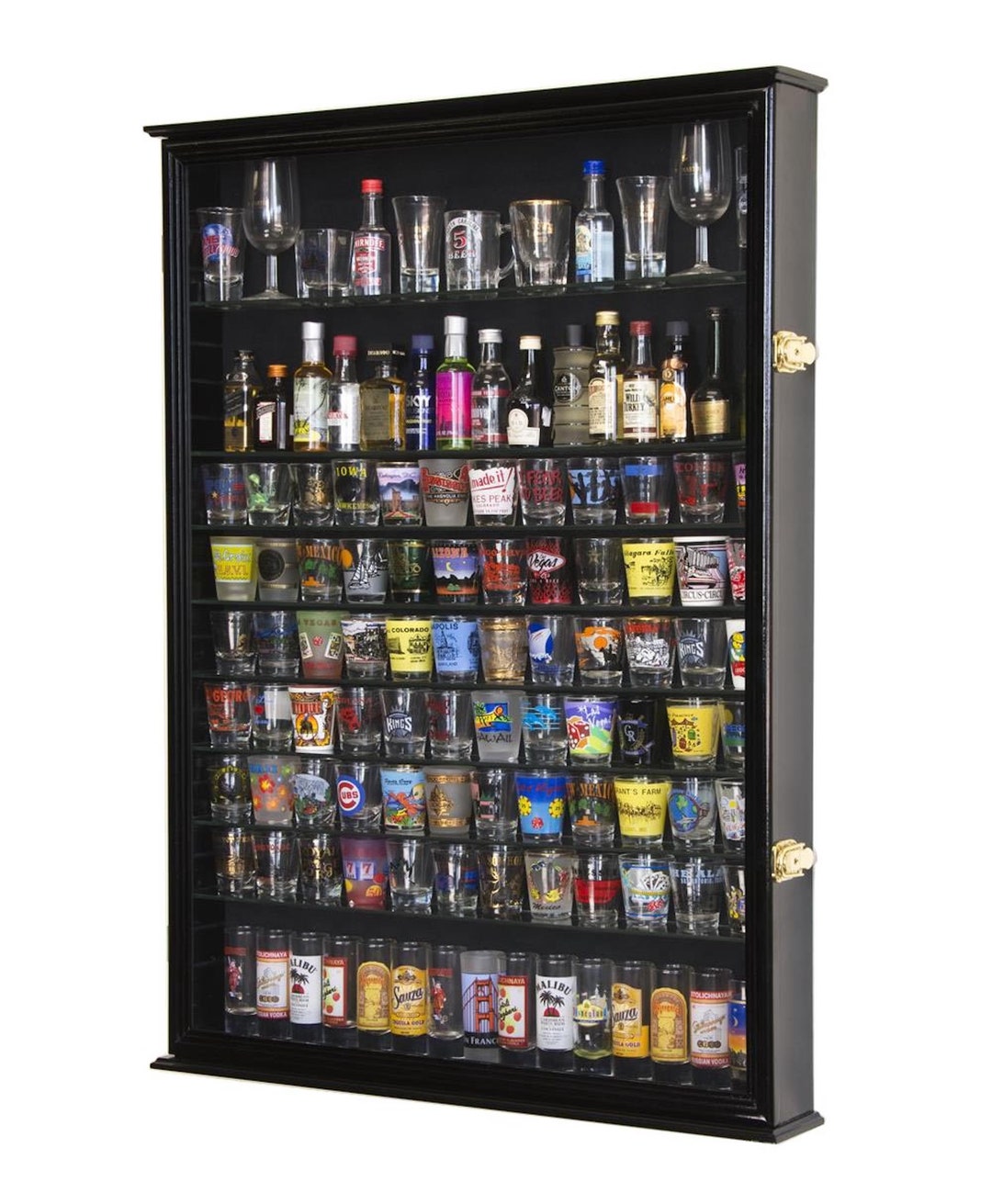 144 Shot Glass 84 Shooter Figures Mini Liquor Display Case Cabinet Wall ...