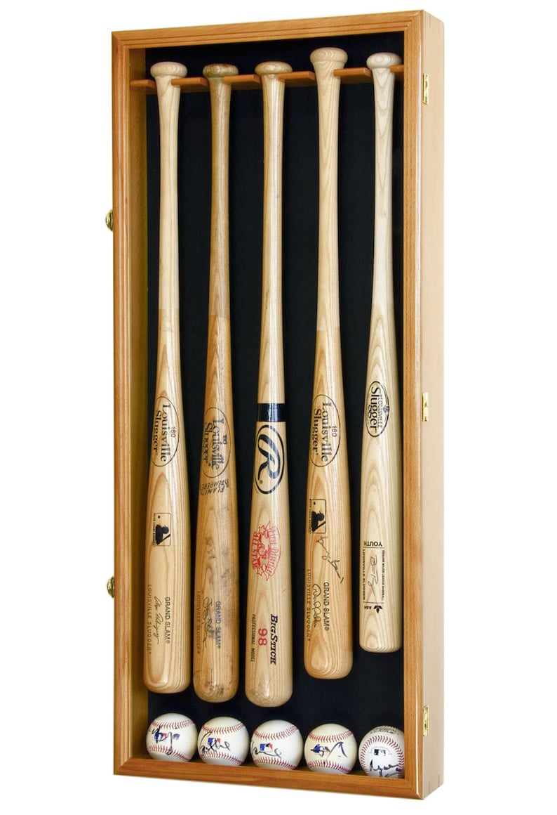 5 Baseball Bat Display Case Cabinet Holder Wall Rack W/98% UV ...
