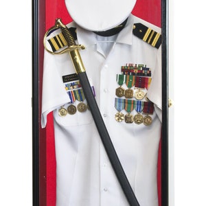 Military Shadow Box Display Case Cabinet Army Navy Marine Veteran ...