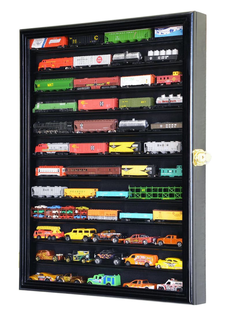 12 Shelves N Scale Train Model Trains Display Case Cabinet Wall Shelf ...