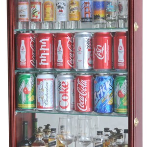 Mini Liquor Bottle Soda Can Mirror Backed Display Case Cabinet Kitchen ...