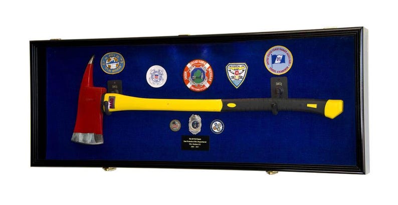 Firefighter Fireman Axe Display Case Cabinet Fire Department Medals ...