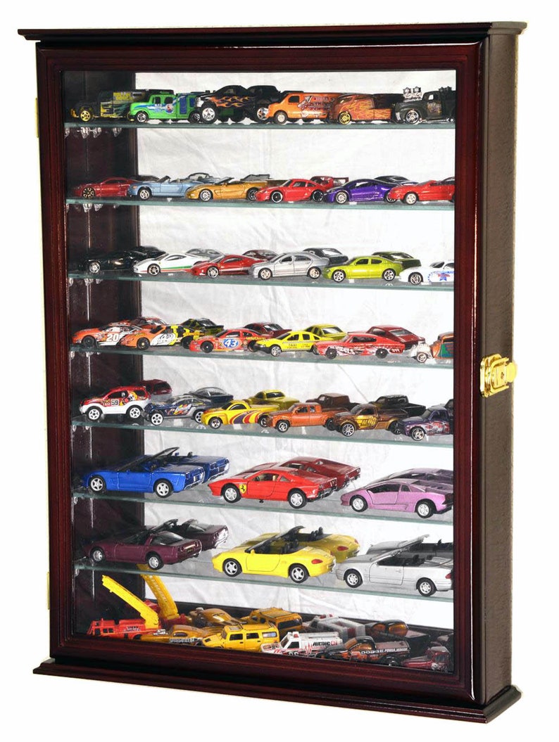 7 Adjustable Shelves Mirror Back 1/64 Diecast Model Cars Display Case ...