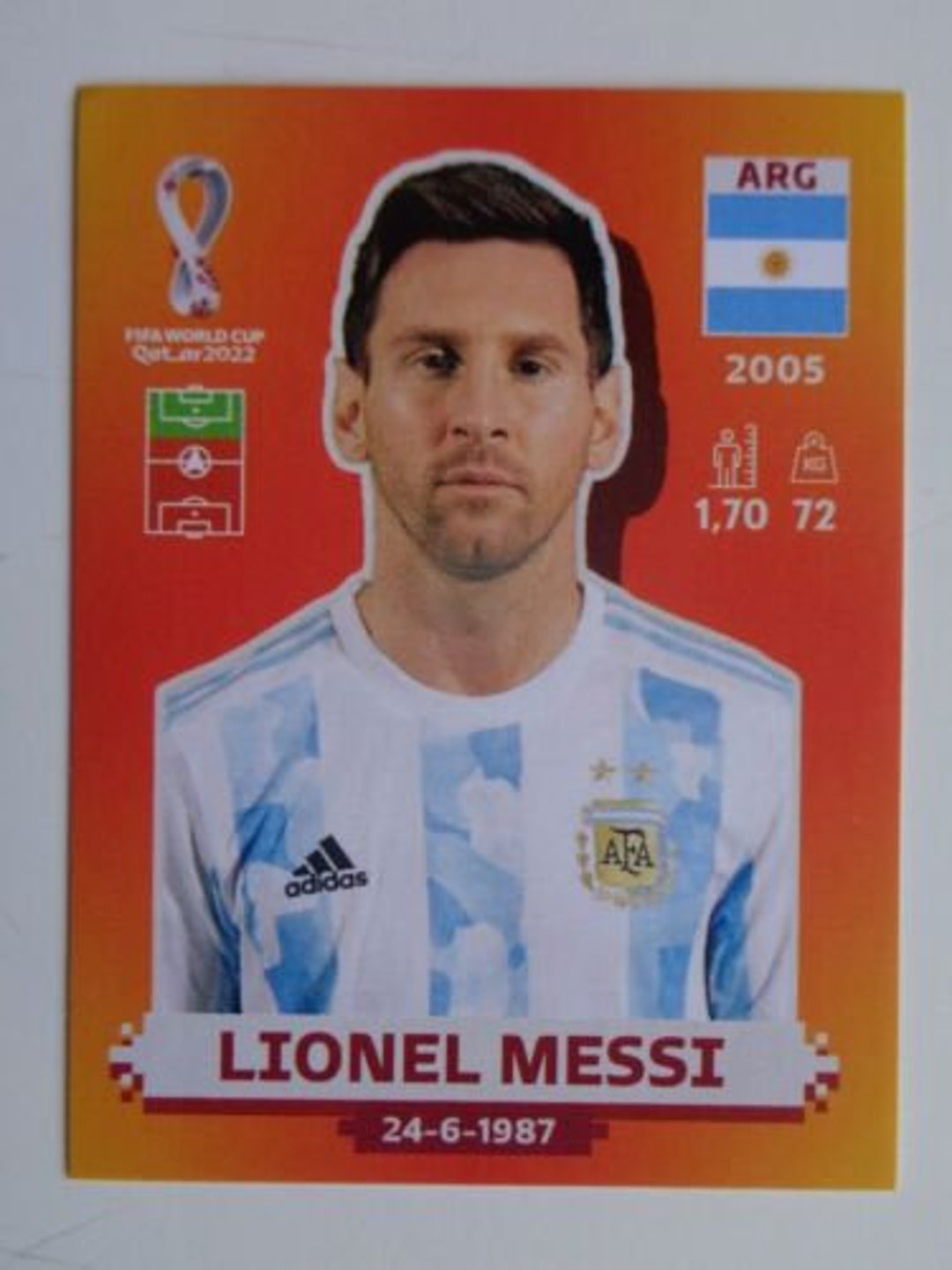 Lionel MESSI PANINI Sticker Argentina Latin America Version Orange ...