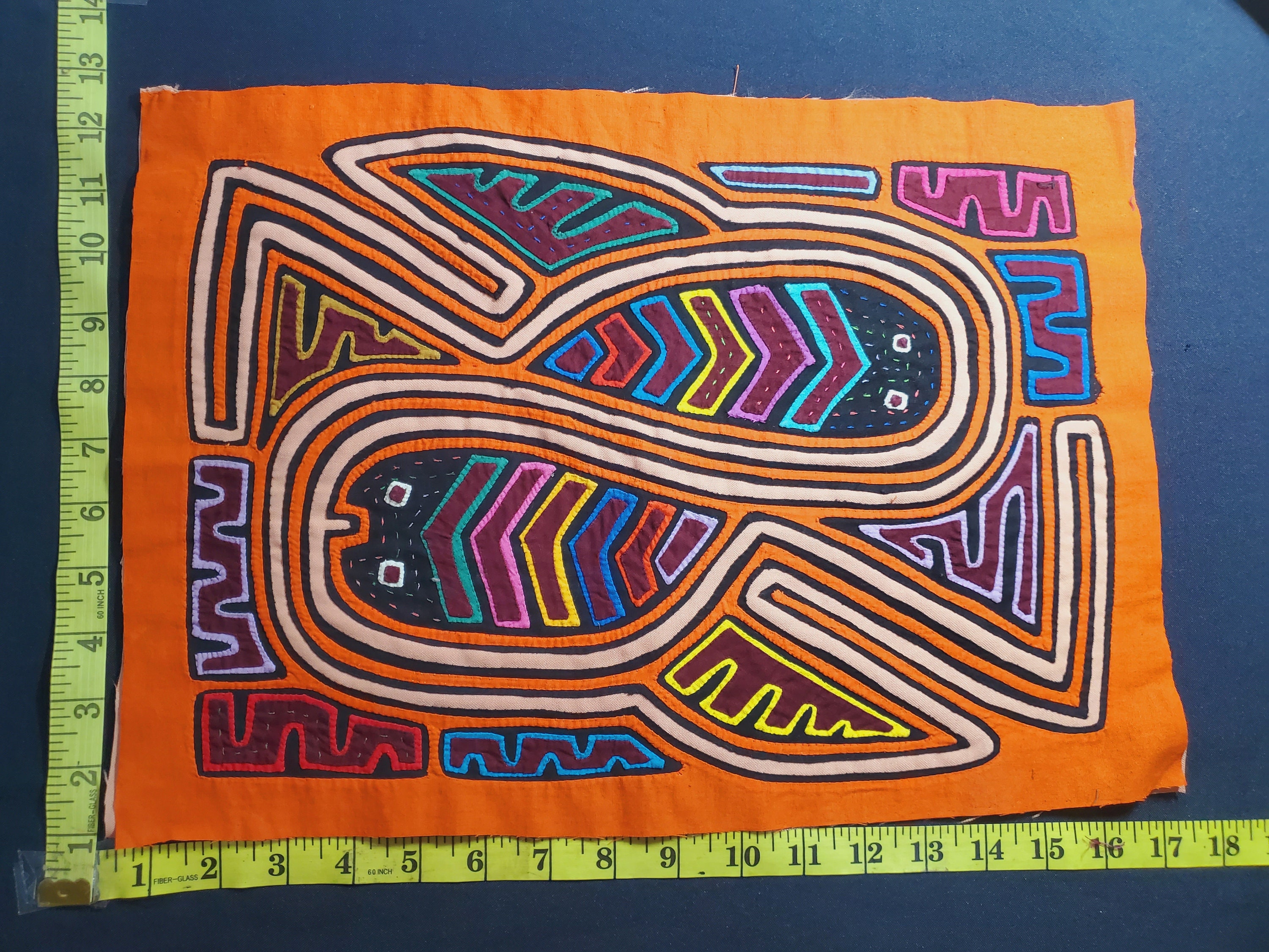 1600 7387 Mola Vintage Folk Art Unique Style Reverse Technique ...