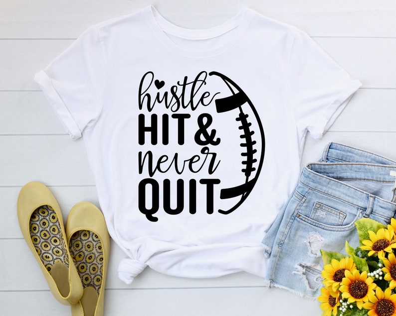 Hustle Hit and Never Quit Svg Football Mom Svg Football Svg - Etsy