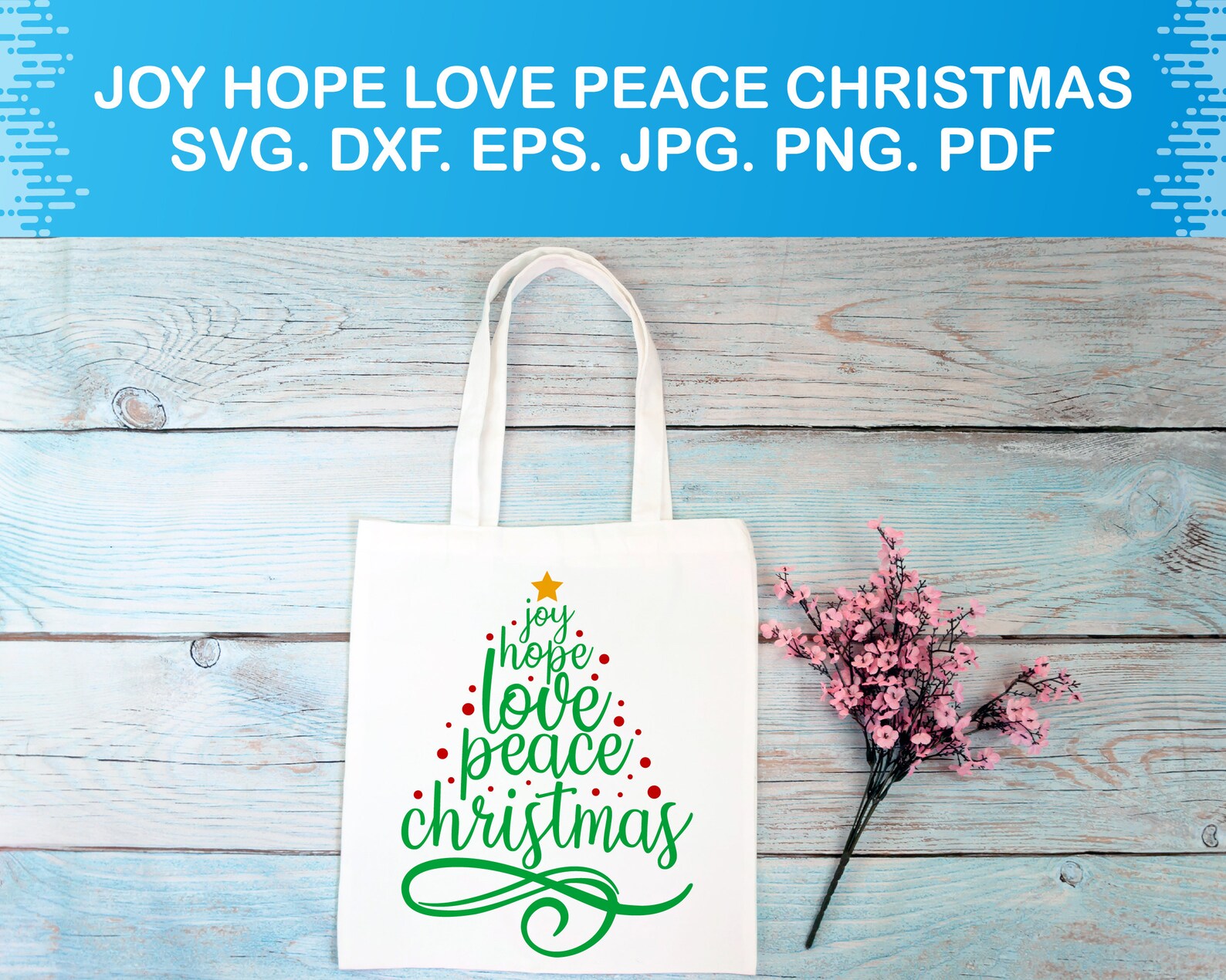 Joy Hope Love Peace Christmas Svg Christmas Tree Svg | Etsy